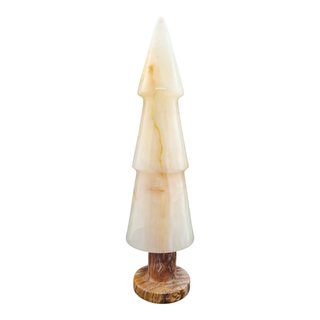 White Onyx Christmas Tree, 3-tier, 11"x3" – Handcrafted Natural Stone ...