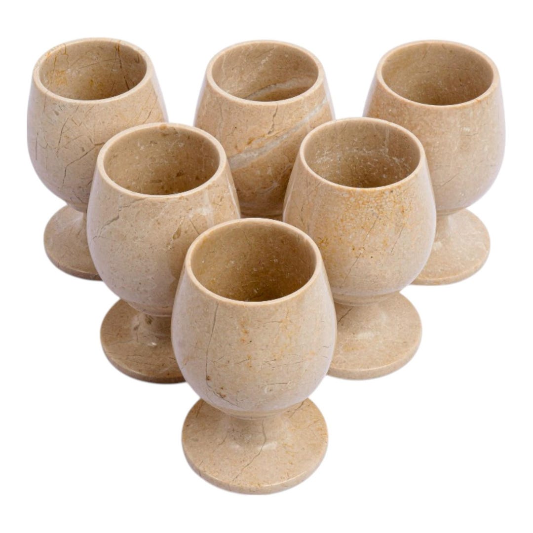 Goblet Set - Natural Verona Marble Wine Goblets, 6 Pieces,2.5"×4", 100 ...