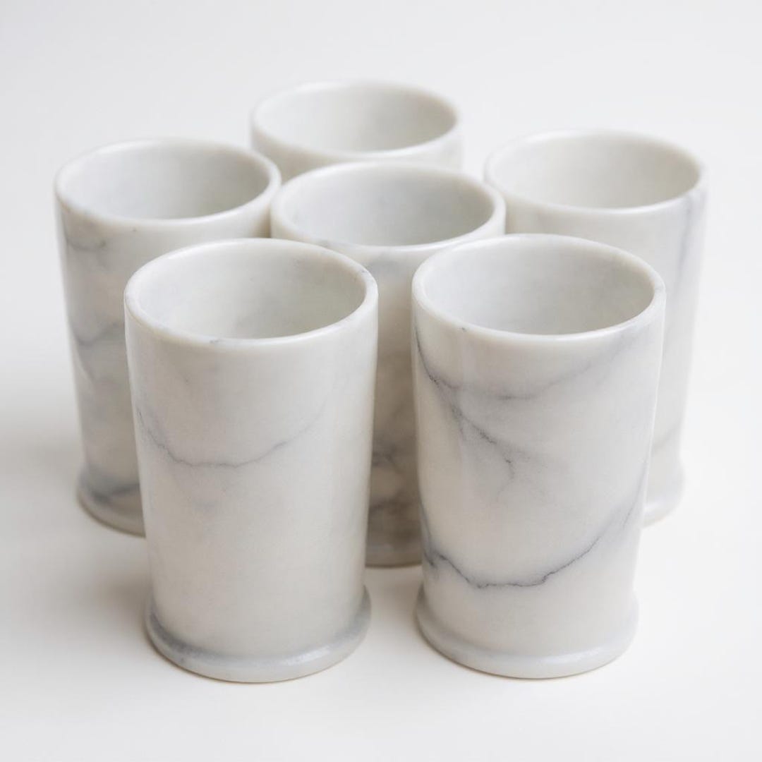 Grey Zebra Marble Glasses Set: Natural Stone Drinkware - Etsy