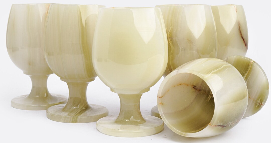 Natural Green Onyx Goblet Set Wine/alcohol Goblets, 6 Pieces 3x3x5 ...
