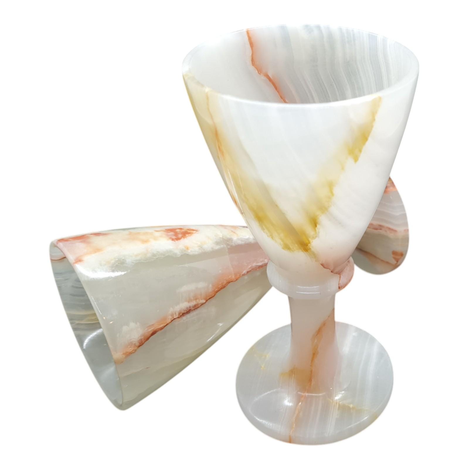 Vintage White Onyx V-shaped Goblets Set, 2 Pieces, 3" X 6", 150 Ml ...