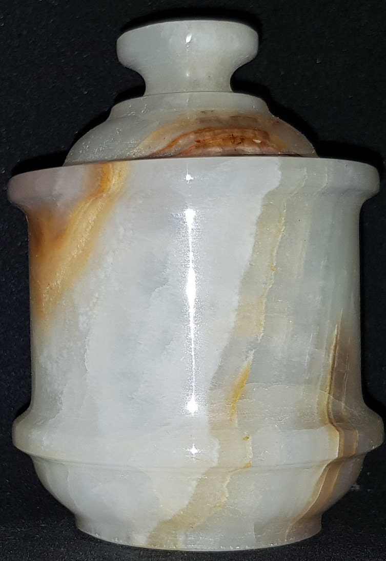 White Onyx Cylindrical Candy Jar With Lid, Diameter 3 & Height 3 - Etsy
