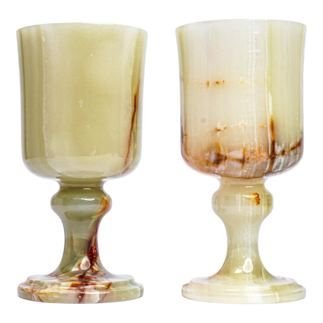 Handmade Green Onyx Goblet Set: Unique Home Decor Cups - Etsy