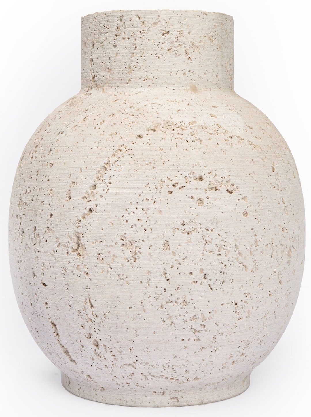 Travertine Vase - Handmade 10" Tall Decorative Centerpiece, Unique ...