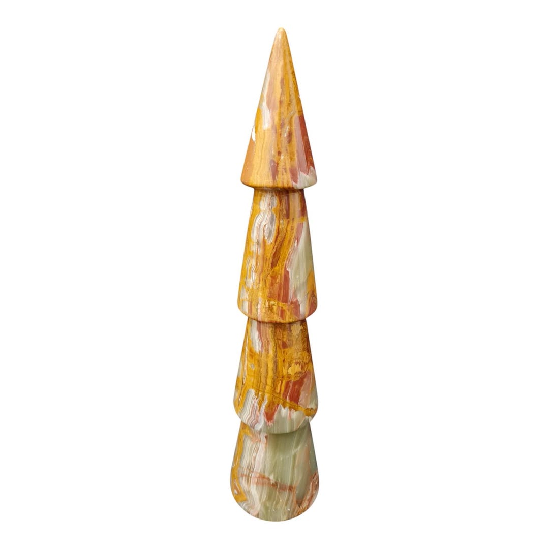 4-tier Multi Green-brown Onyx Tree Sculpture | 18" Handcrafted Antique ...