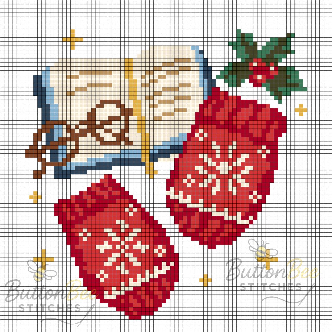 Cozy Reading Mittens Cross Stitch Pattern | Embroidery PDF Download ...