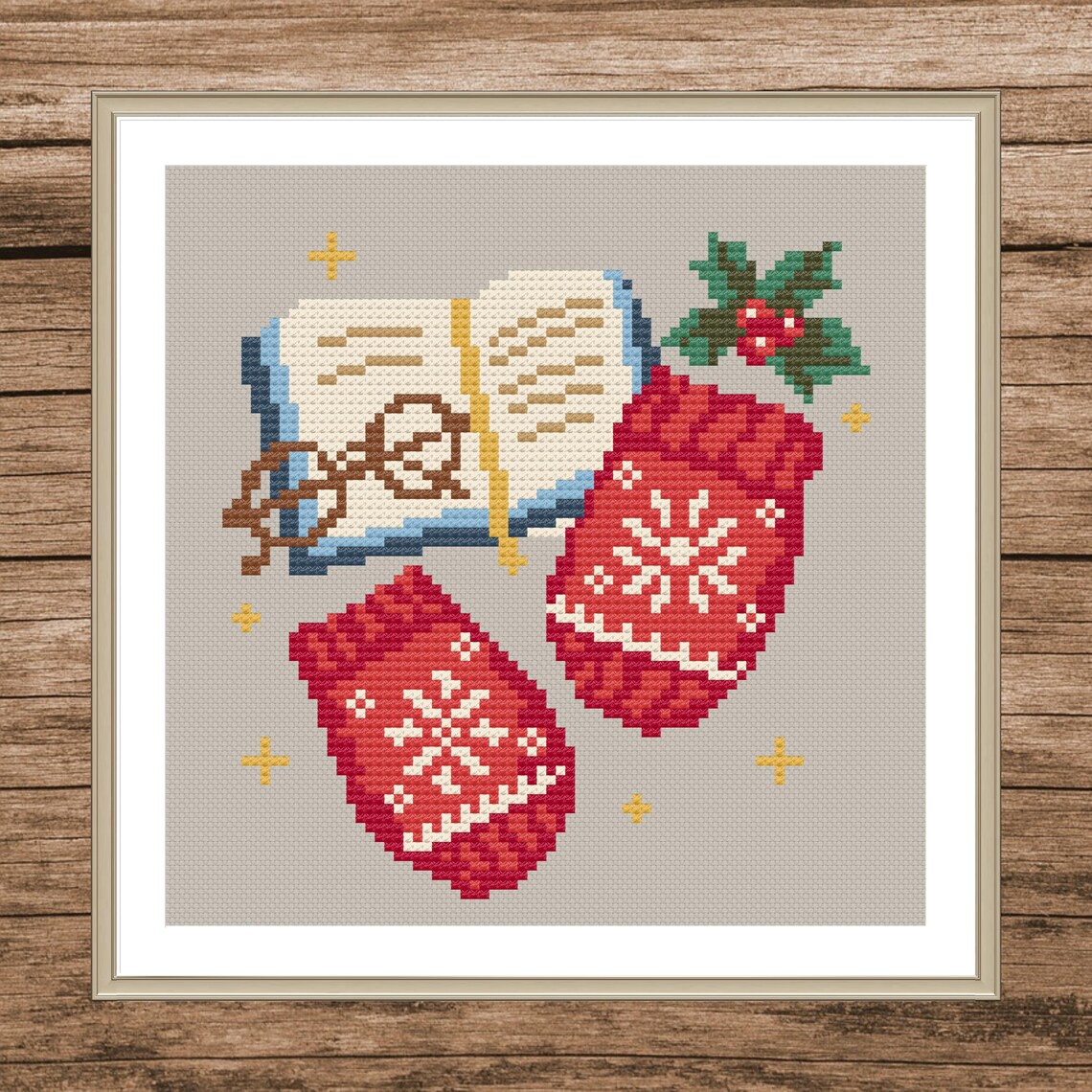 Cozy Reading Mittens Cross Stitch Pattern | Embroidery PDF Download ...