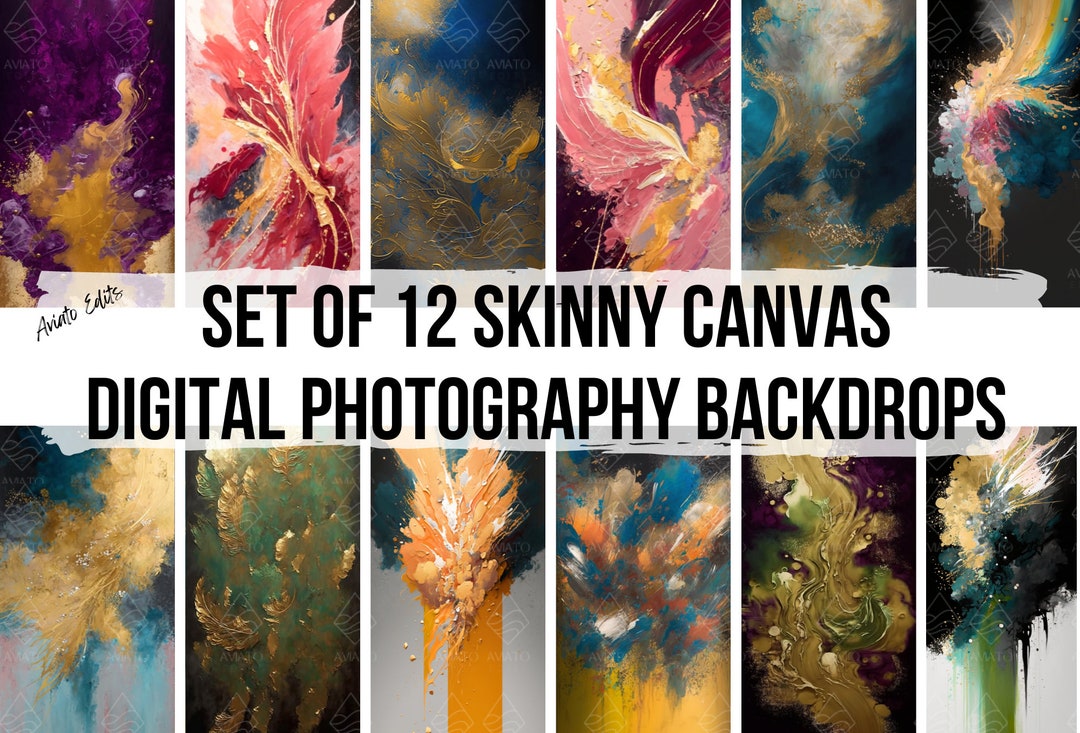 Set of 12 Digital Skinny Canvas Backdrops Variety Pack, Photography ...