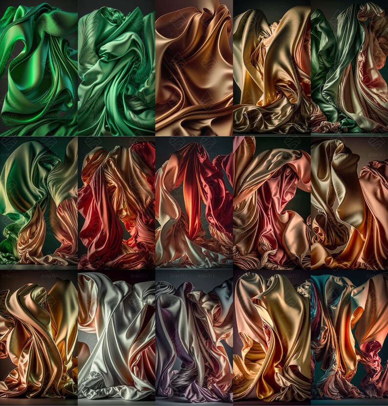100 Flowing Silk Digital Backdrops: Colored Fabric Backgrounds ...