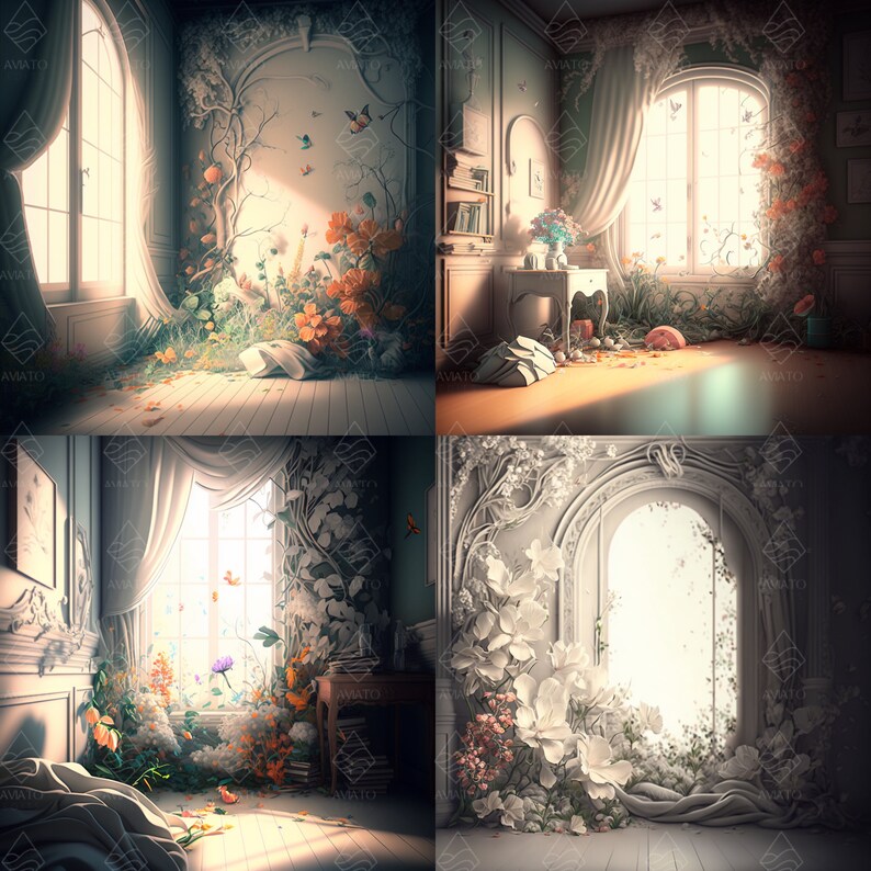 32 Digital Floral Room Backdrops: Photo Backgrounds, Maternity Overlays ...