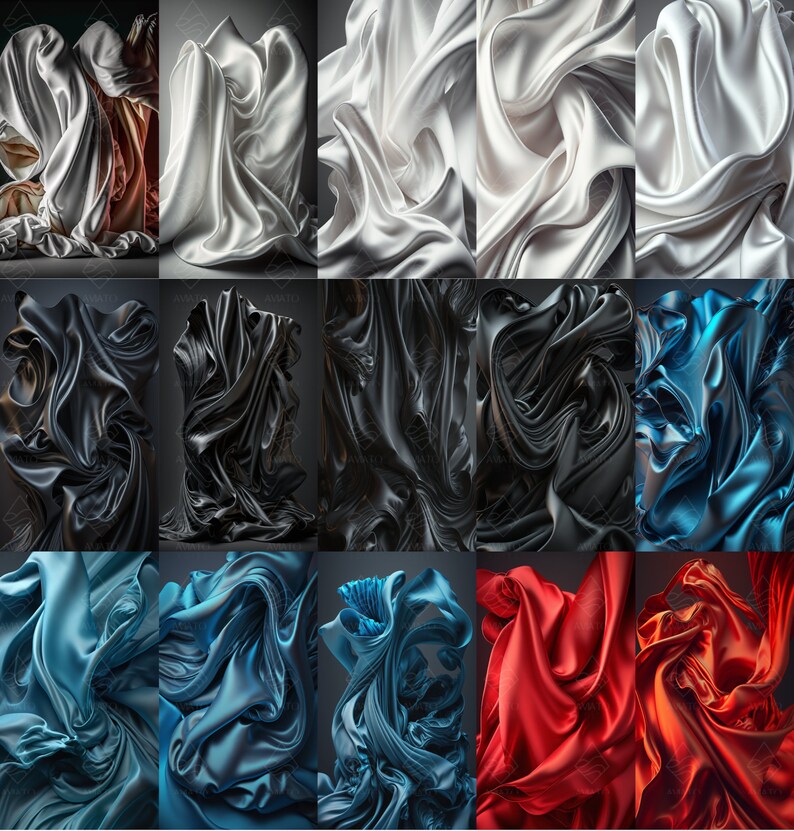 100 Flowing Silk Digital Backdrops: Colored Fabric - Etsy