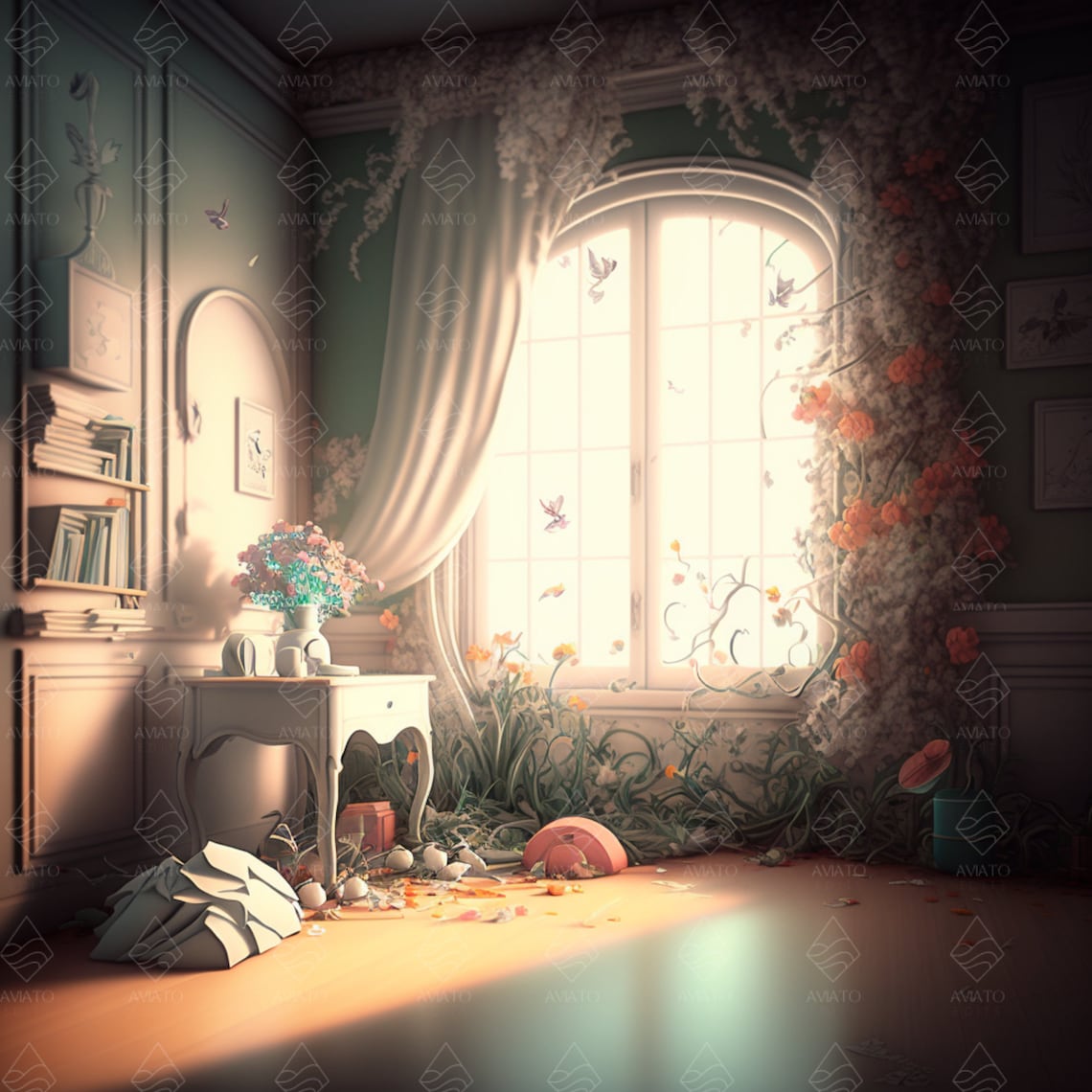 32 Digital Floral Room Backdrops: Photo Backgrounds, Maternity Overlays ...