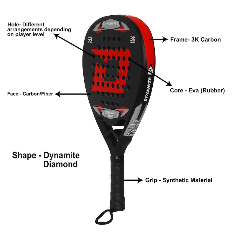 3010 Dynamite Padel Racket Diamond Racket 3K Carbon Paddle Racket 2023 ...