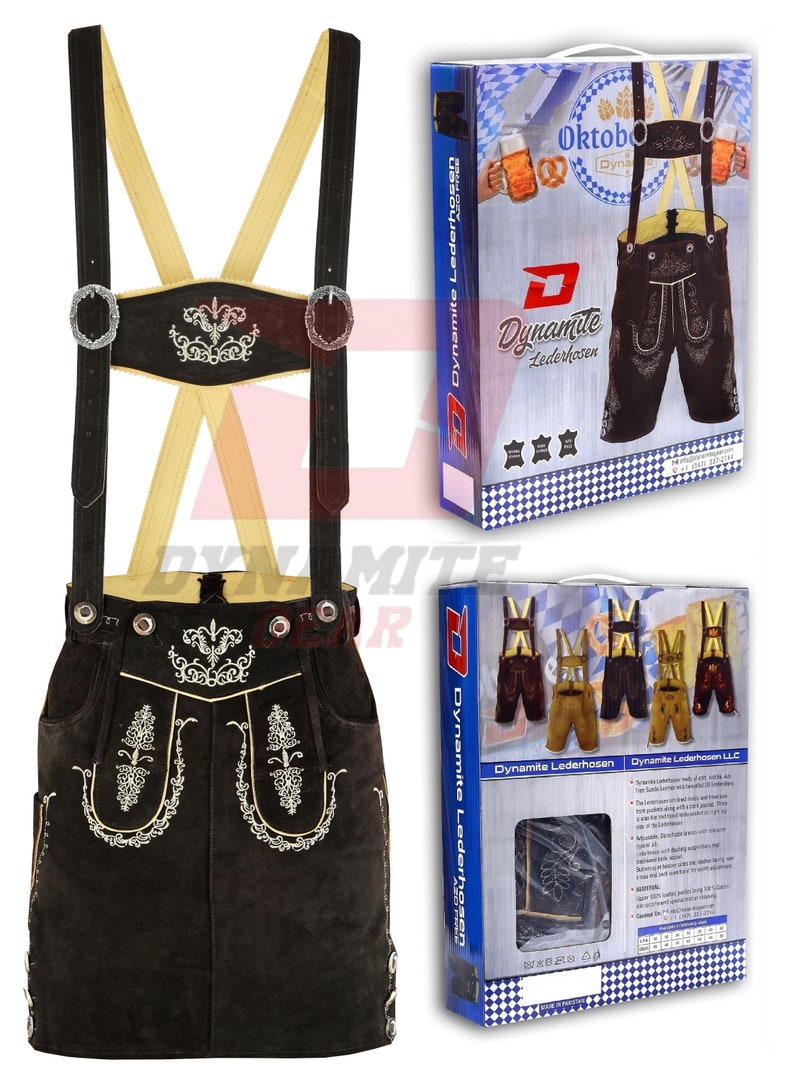 German Traditional Suede Leather Skirts Bavarian Lederhosen Women Short ...
