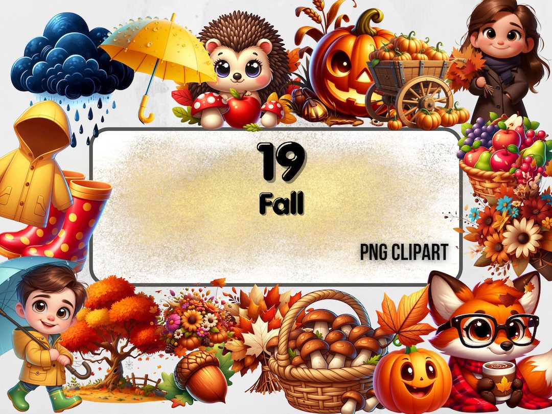 Fall Clipart, Cute Autumn Clipart, Seasonal Clipart, Instant Download ...