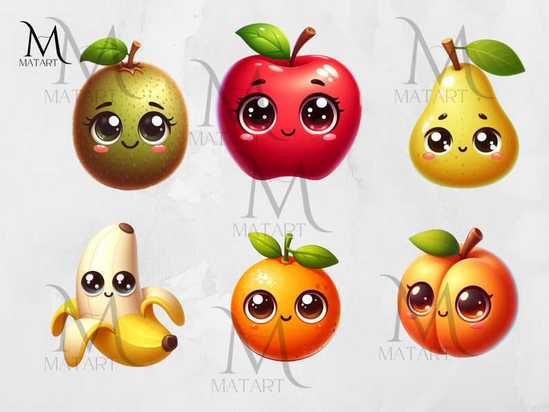 Colorful Happy Food Clipart Bundle Perfect for Personal and Commercial ...