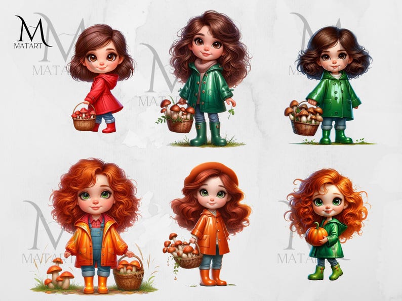 Cute Fall Girls Clipart Digital Download, Autumn Girls Bundle, Forest ...