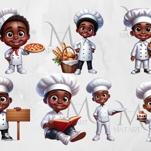 Black Boys Chef Clipart: Kids Cooking Illustrations (PNG Digital ...