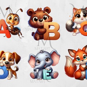Cute Animal Alphabet Clipart Bundle Transparent PNG, Bundle Clipart ...