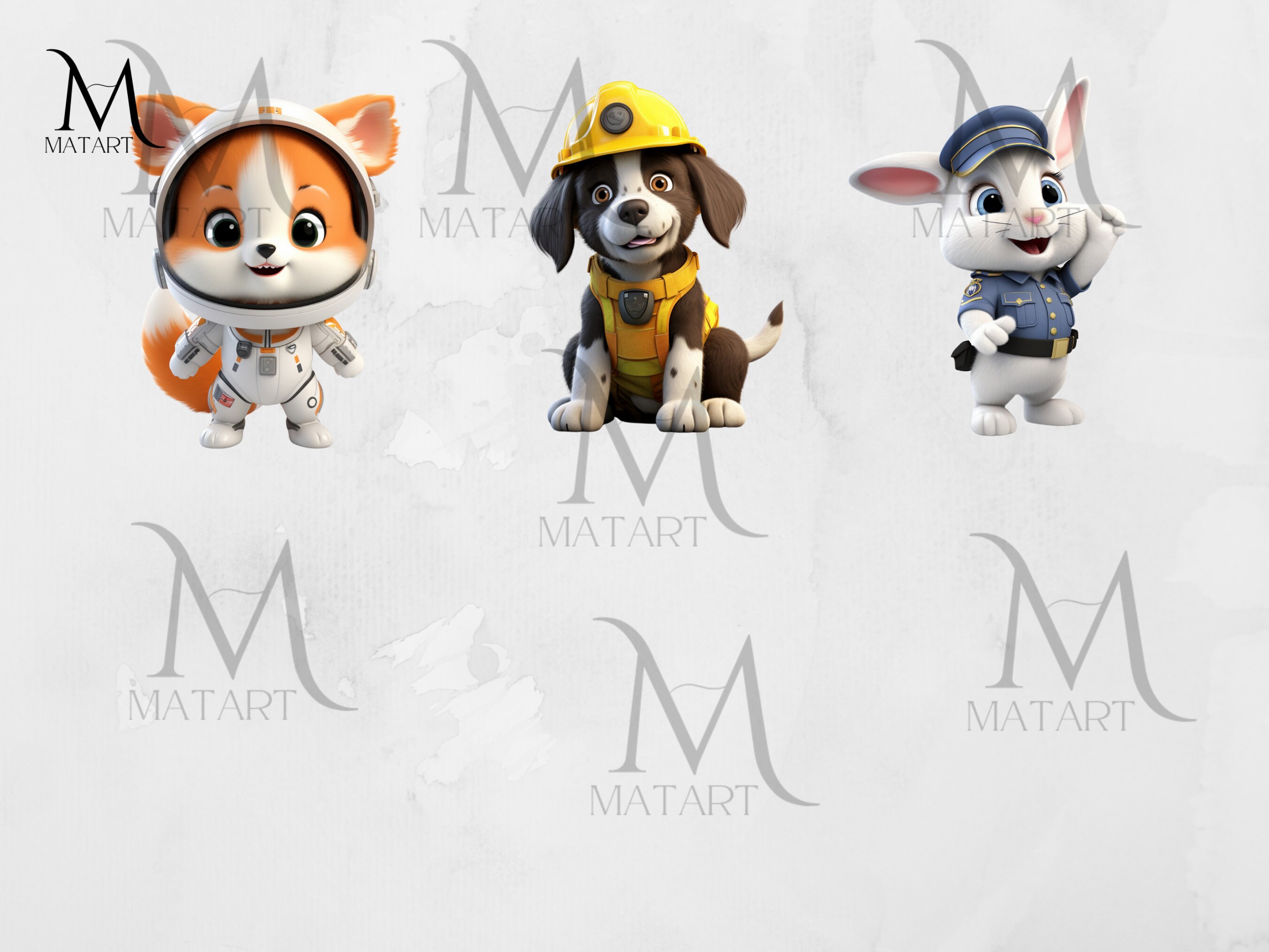 Cute Animals Jobs Clipart Cartoon Style Animals Fairy Tale Kid Book ...