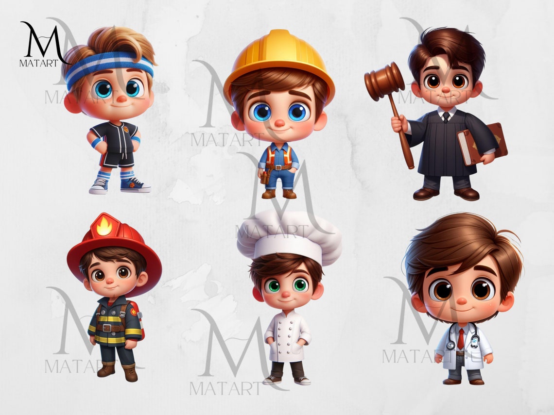 Kid Occupation Clipart, Kid Professions, Kid Cartoon Print, Printable ...