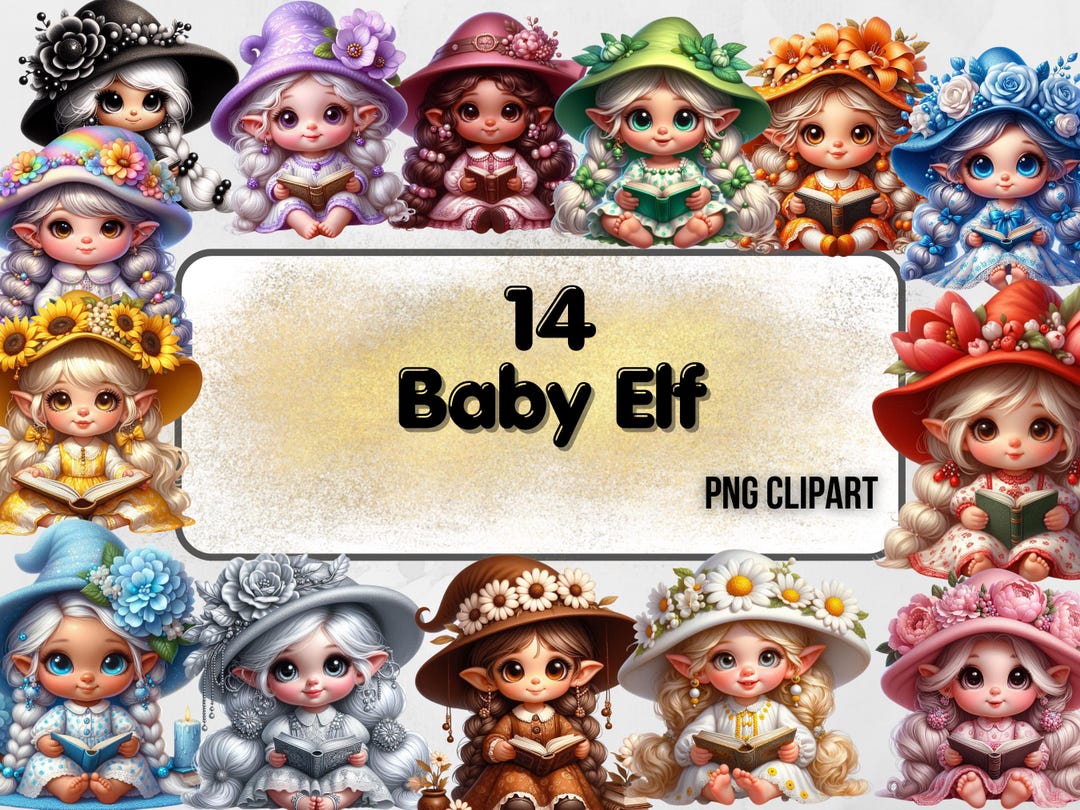 Floral Baby Elf Clipart: Spring Garden PNG Illustrations (commercial ...