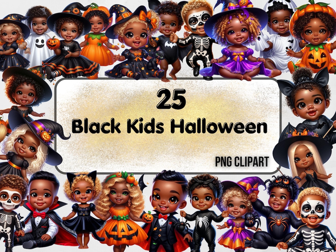 Cute Black Halloween Kids Clipart, Spooky Costume, Halloween Clothes ...