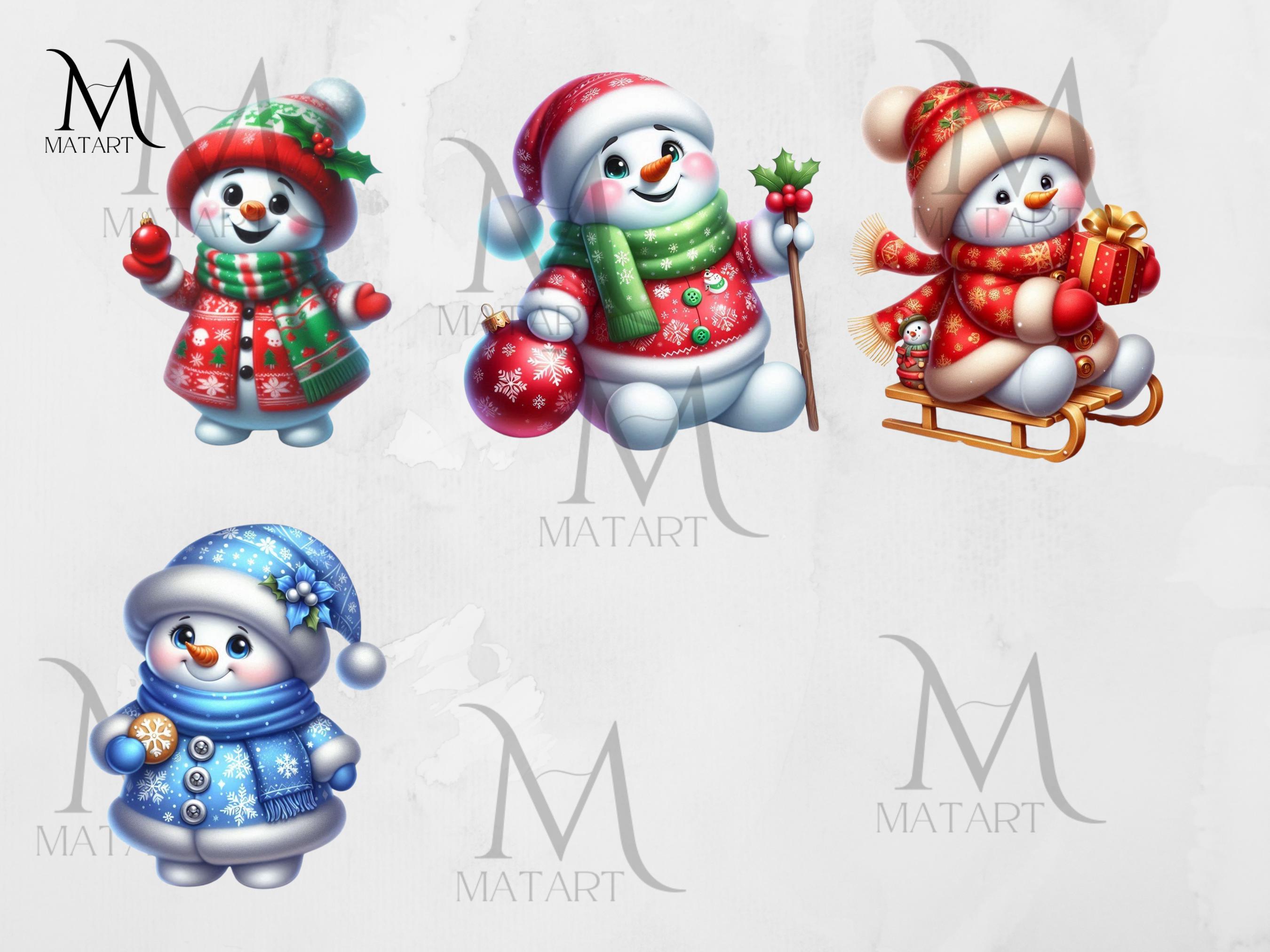 Christmas Cute Snowman Clipart, Christmas Clipart, Snowman Clipart ...