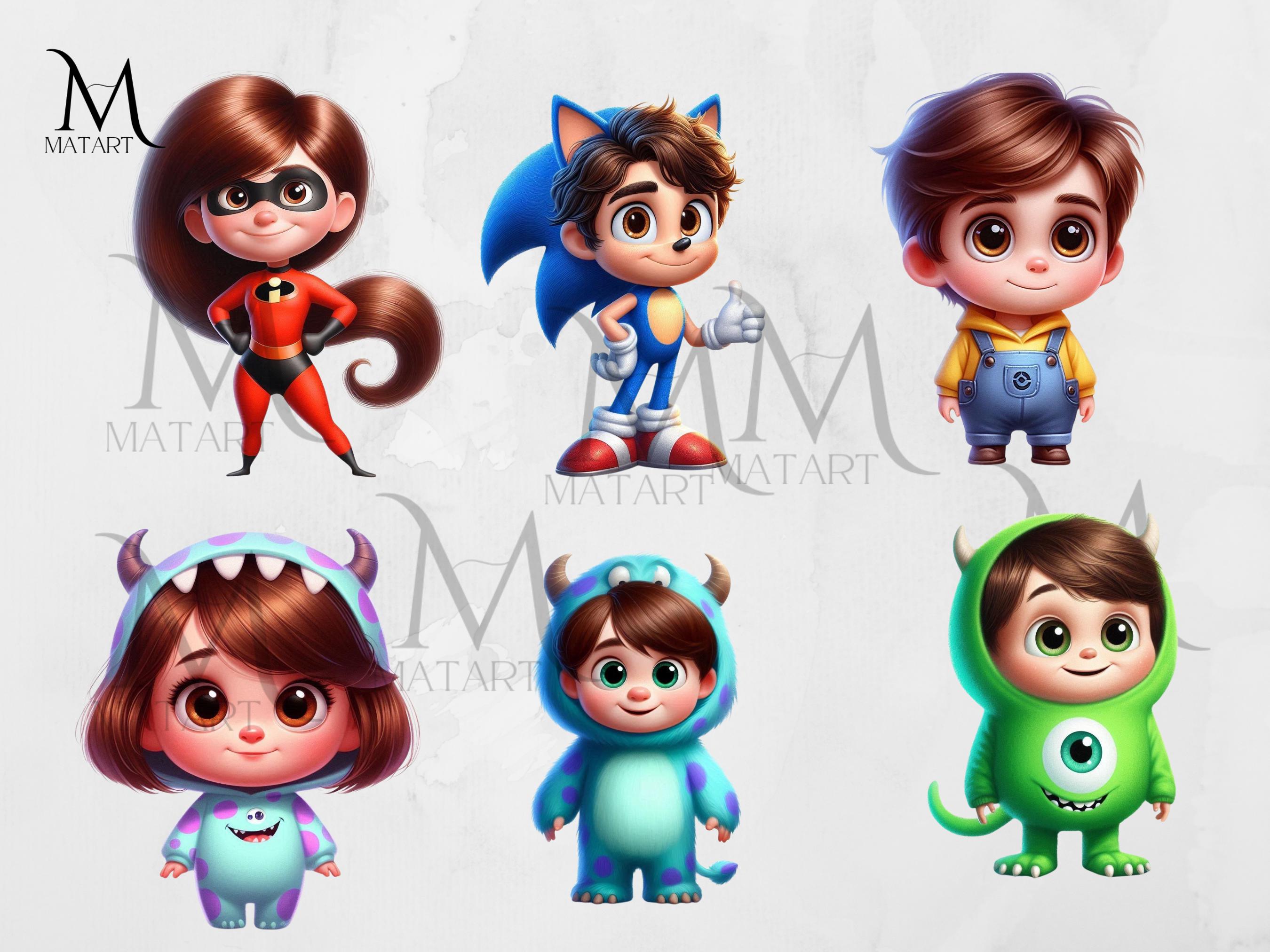 Cartoon Character PNG Clipart Bundle: Shirt Template Designs (digital ...