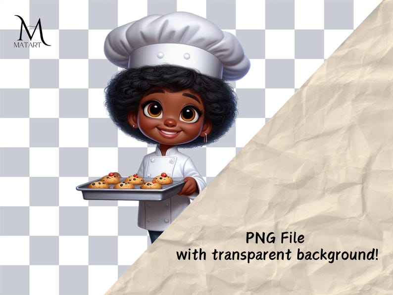 African Girls Chef Clipart: Kids Cooking Illustrations (PNG) - Etsy