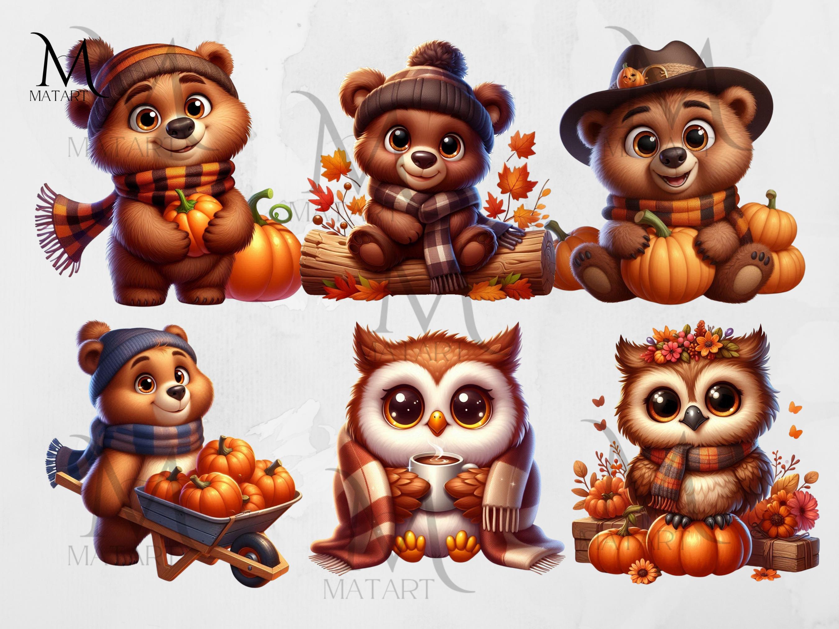 Cute Fall Animals Clipart Digital Download, Autumn Animals Bundle ...