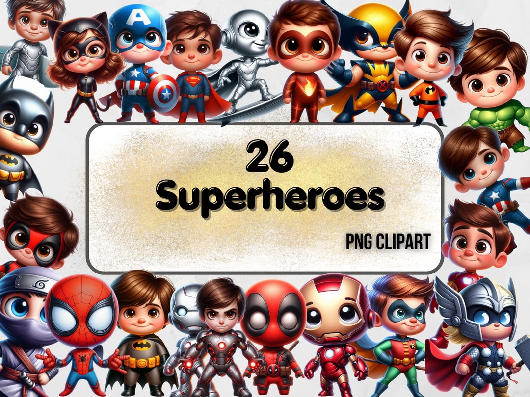 Superhero Clipart Bundle: 26 PNG Stickers (digital Download) - Etsy