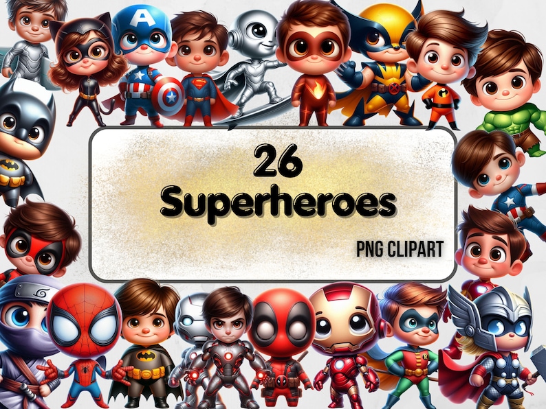 Superhero Clipart Bundle: 26 PNG Stickers (digital Download) - Etsy