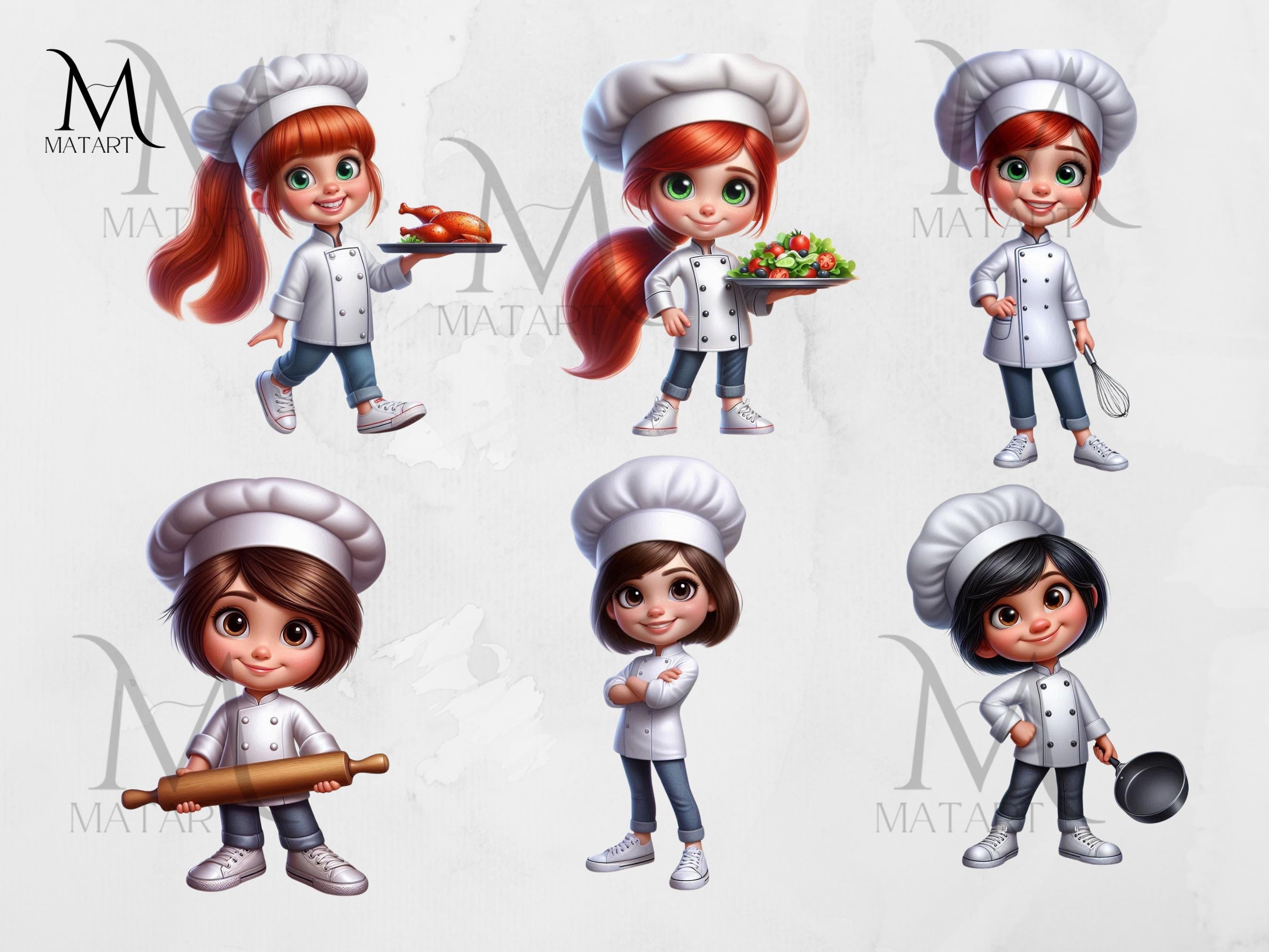 Girl Chef Clipart, Cook Clipart, Cute Girl in Kitchen, Cartoon Kids Png ...