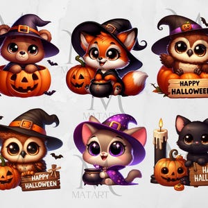 Cute Halloween Animals Clipart Digital Download, Halloween Animals ...