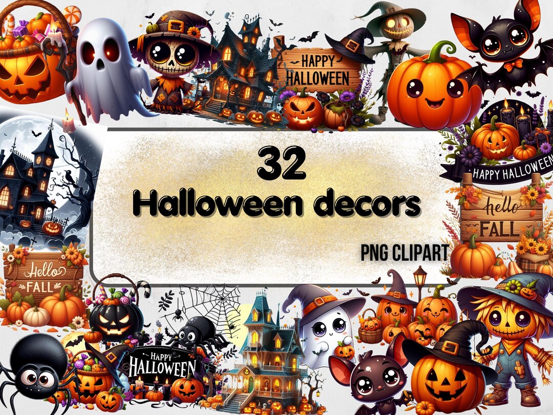 Cute Halloween Decor Clipart, Spooky Costume, Halloween Decors ...
