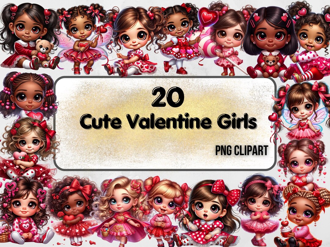 Valentine Girls Clipart, PNG Valentine Girls, Cute Baby Girls ...