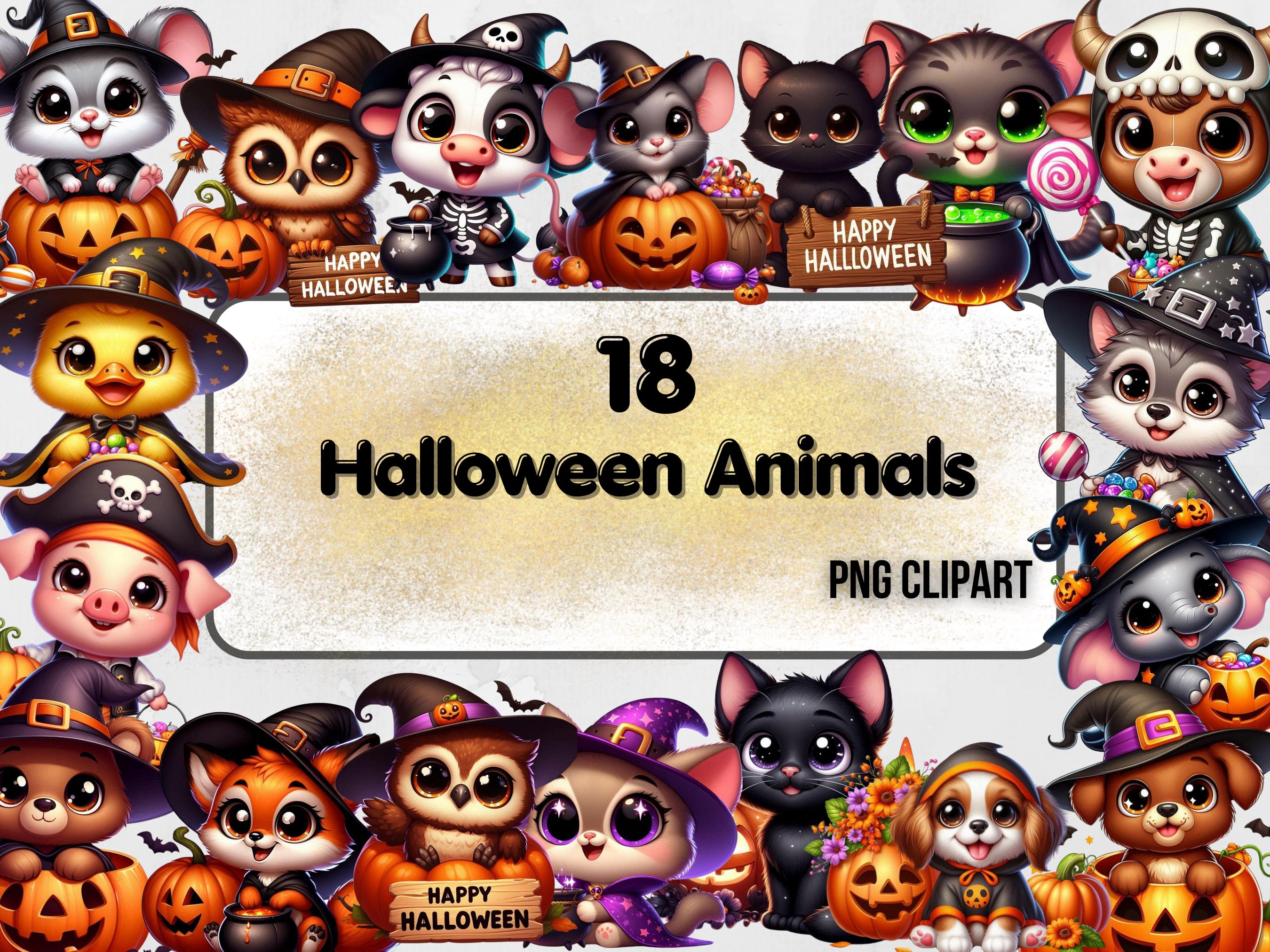 Cute Halloween Animals Clipart Digital Download, Halloween Animals ...