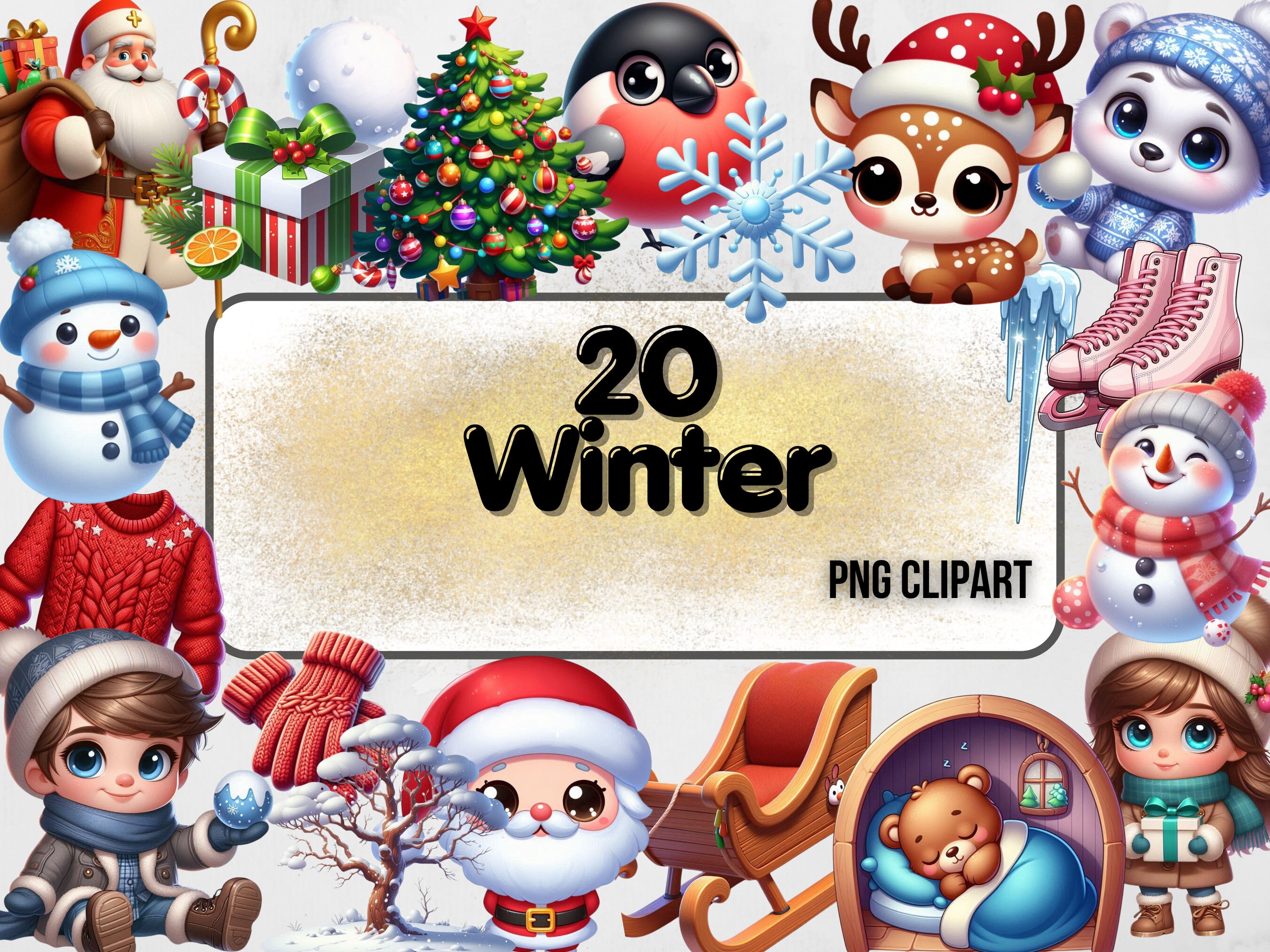 Winter Clipart, Cute Winter Clipart, Seasonal Clipart, Instant Download ...