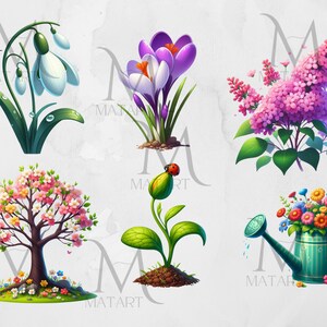 Spring Clipart, Cute Spring Clipart, Seasonal Clipart, Instant Download ...