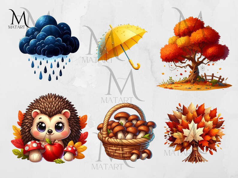 Fall Clipart, Cute Autumn Clipart, Seasonal Clipart, Instant Download ...