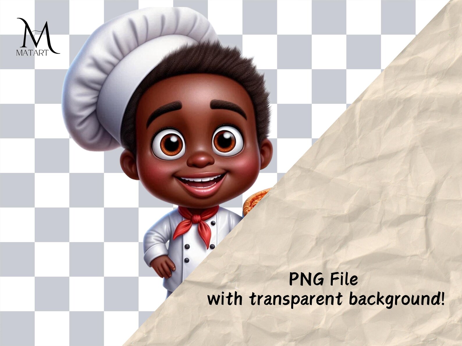 Black Boys Chef PNG Clipart Set, Cartoon Boy Cook Clipart, Black Kids ...