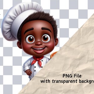 Black Boys Chef Clipart: Kids Cooking Illustrations (PNG Digital ...