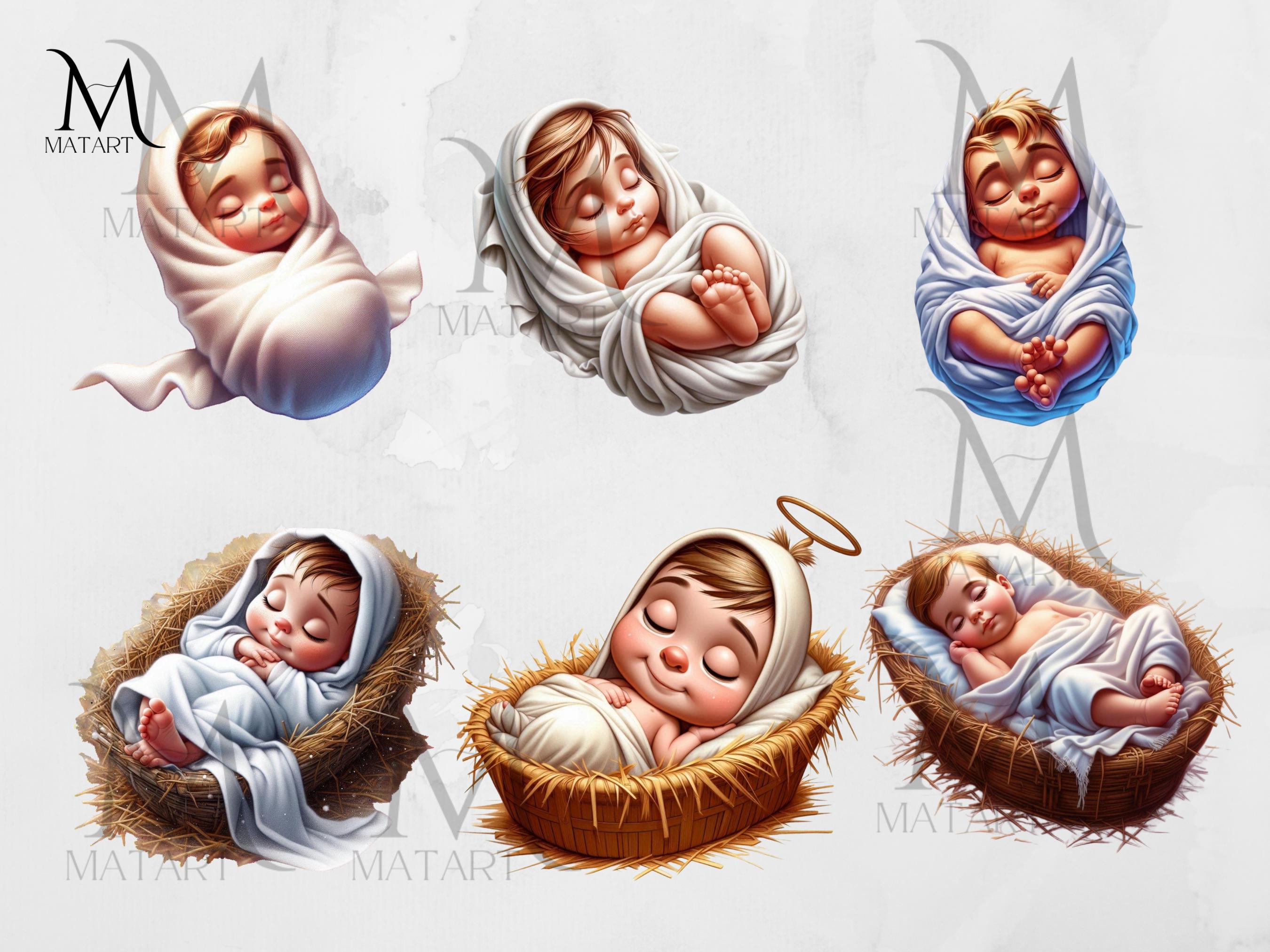 Cute Nativity Scene Clipart, Jesus Birth Illustration, Three Kings ...