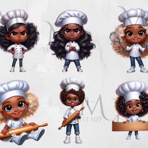 African Girls Chef Clipart: Kids Cooking Illustrations (PNG) - Etsy