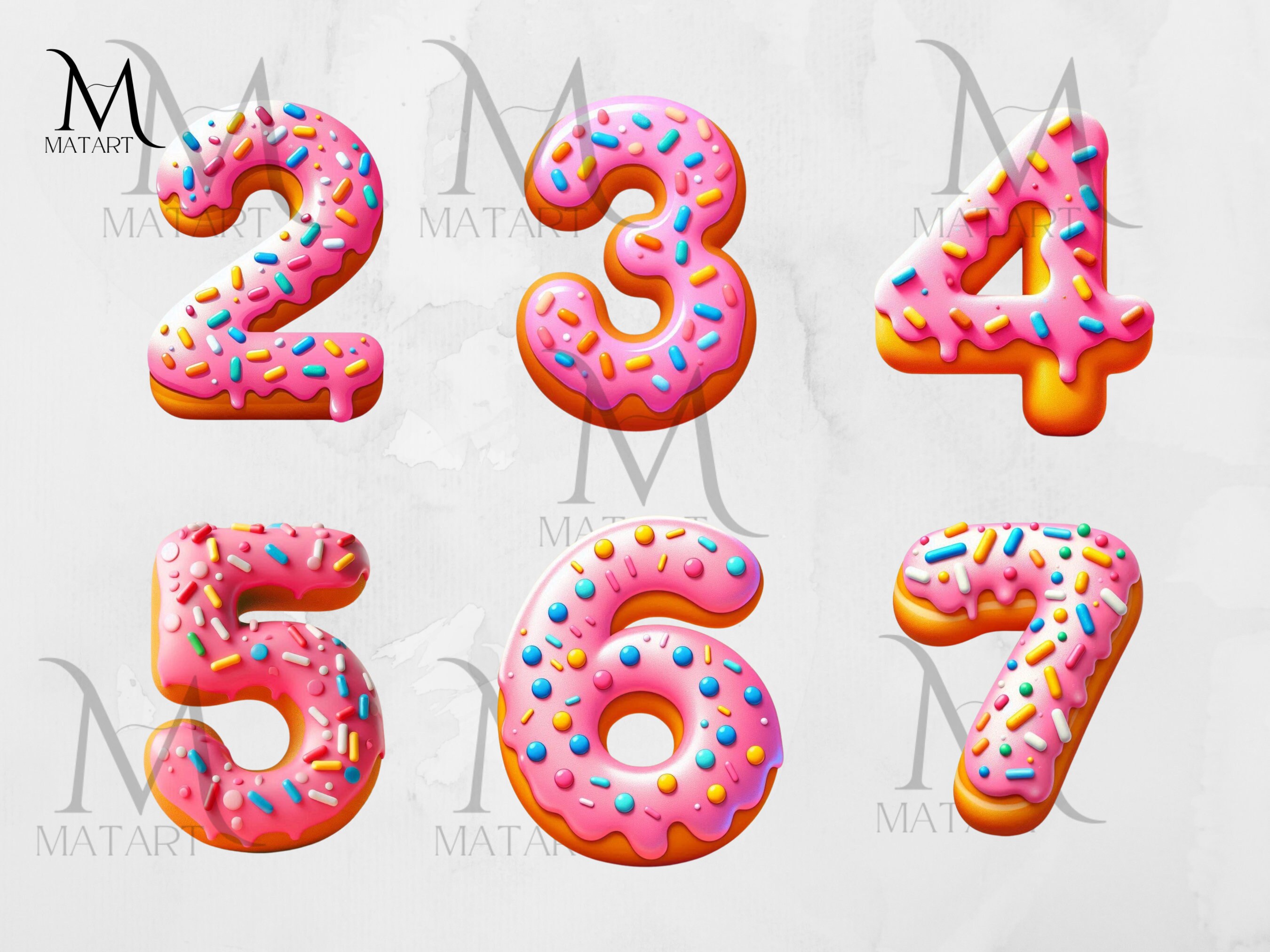 DONUTS Clipart, Donuts Clip Art, Birthday Numbers, Cake Numbers ...