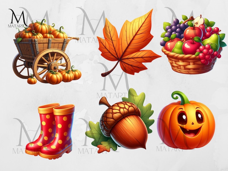 Fall Clipart, Cute Autumn Clipart, Seasonal Clipart, Instant Download ...