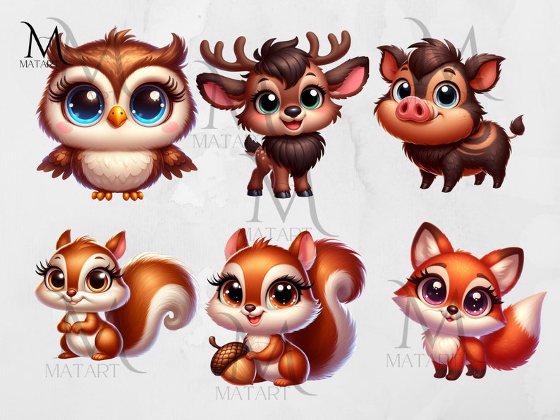 Cute Forest Animals Clipart Cartoon Style Animals Fairy Tale Kid Book ...