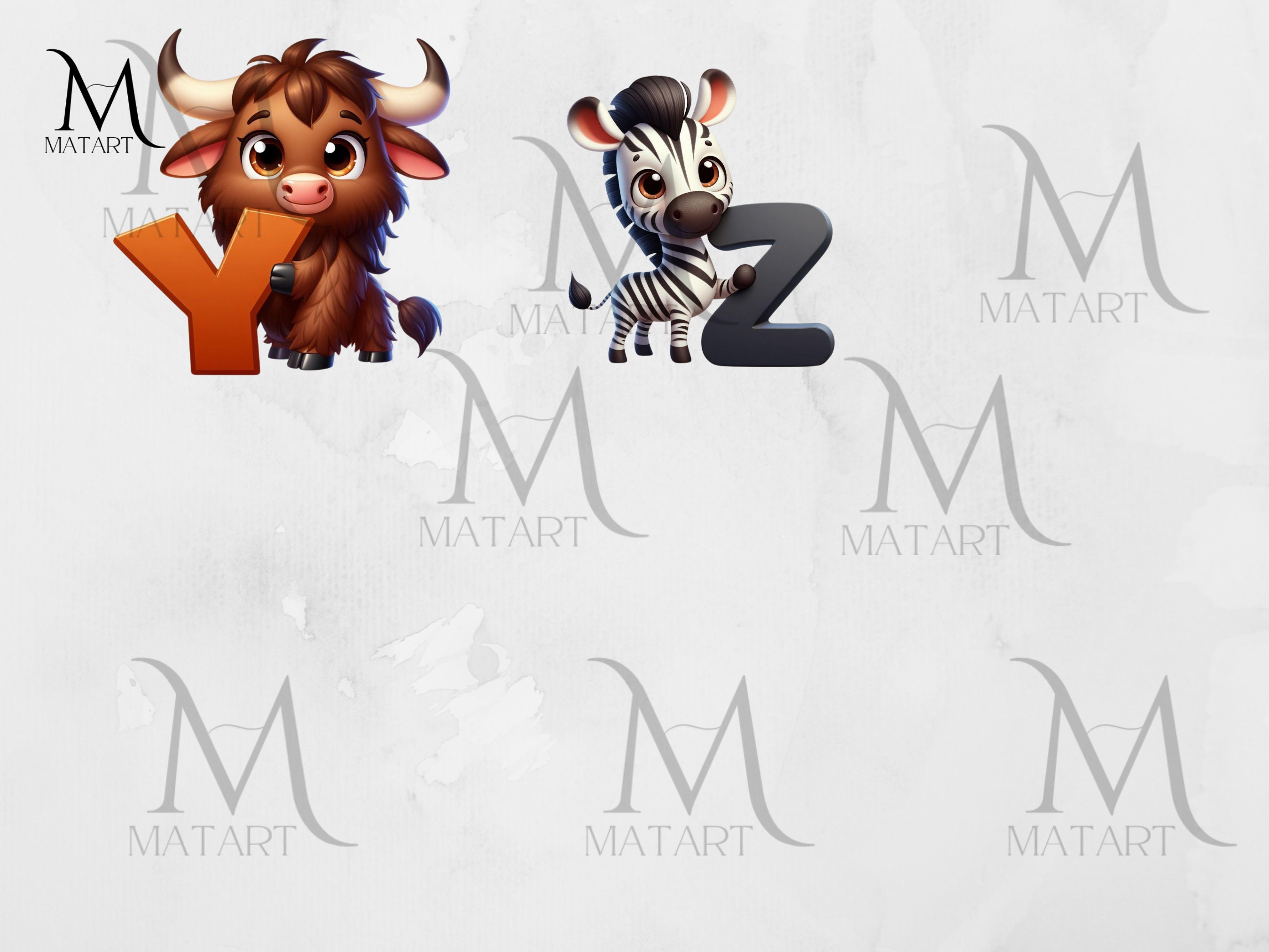 Cute Animal Alphabet Clipart Bundle Transparent PNG, Bundle Clipart ...