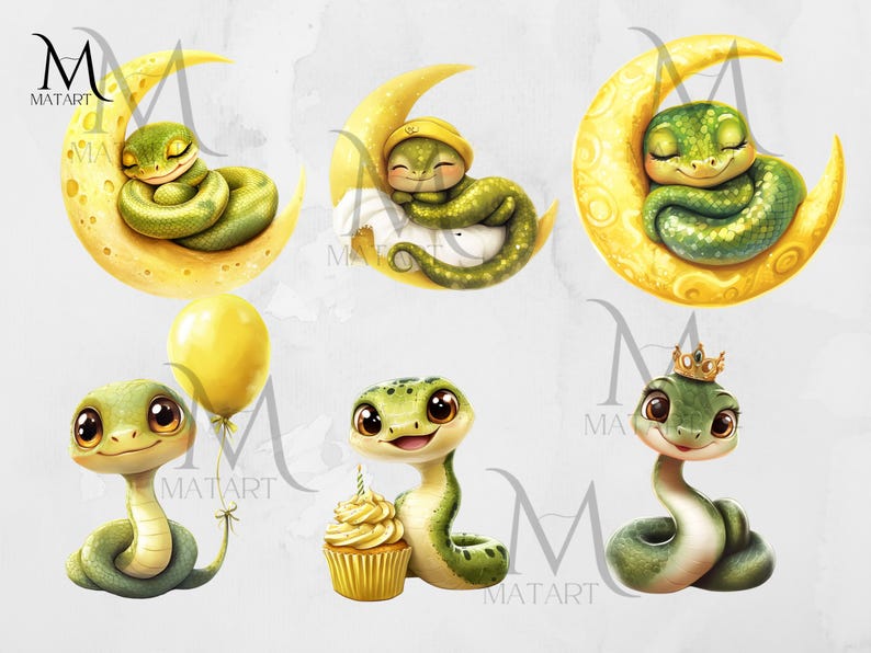 Cute Snake Watercolor Clipart, Cute Baby Snake, Animals Decor, Baby ...